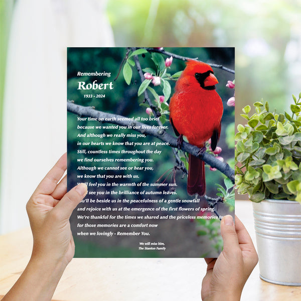 Remembering You Memorial, Cardinal Photo and Sympathy Poem – Poetry Gifts